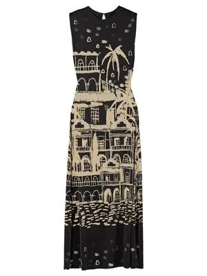 Johanna Ortiz Printed Satin-jersey Maxi Dress - Black