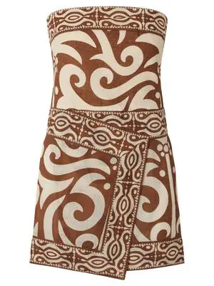 Johanna Ortiz Raiz Ritual Strapless Mini Dress - Brown