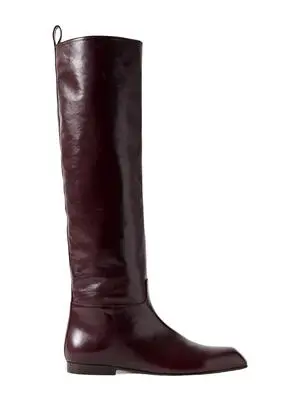 Khaite Colt Glossed-leather Knee Boots - Burgundy