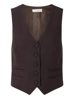 Gabriela Hearst Coleridge Herringbone Wool-blend Gilet - Brown