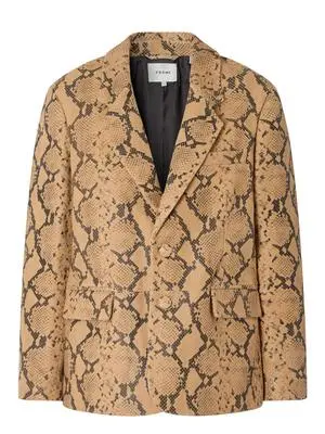 FRAME Snake-effect Leather Blazer - Neutrals