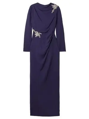 Erdem Draped Embellished Gown - Blue