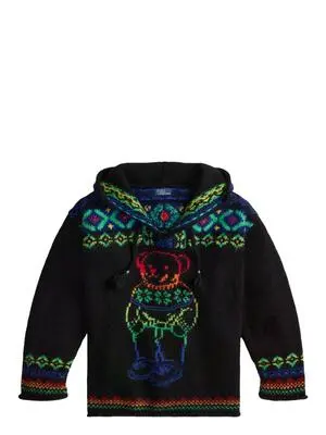 Polo Ralph Lauren Bear-intarsia Hooded Sweater - Black