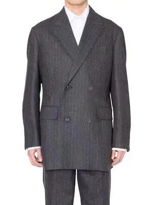 Kolor Pinstripe Double-breasted Blazer - Grey