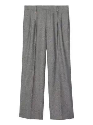 Burberry Puppytooth Check Wool Tailored Trousers - Grey