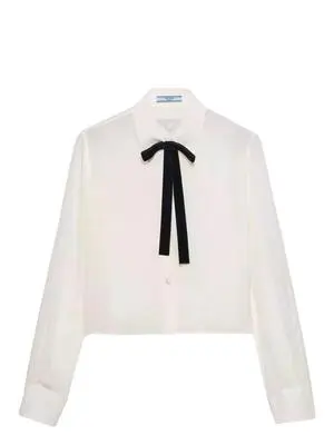 Prada Velvet Bow Shirt - White