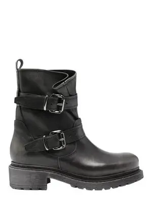 METISSE 40mm Buckle Round-toe Boots - Black