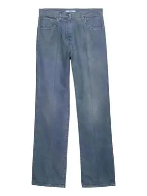 Prada Washed Logo-patch Jeans - Blue