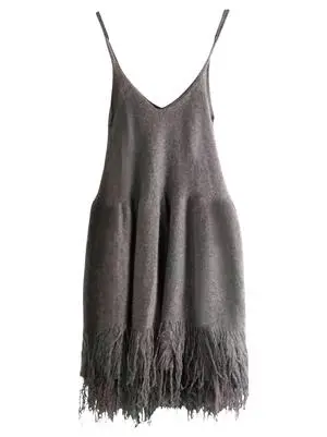 YANGKEHAN Fringed Wool Dress - Grey