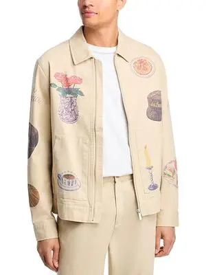 LES DEUX Robert Graphic Jacket - Oyster Gray White