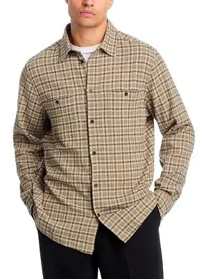 LES DEUX John Printed Button Front Shirt - Dark Sand