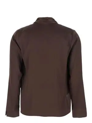 PLAIN Viscose Blend Blouse With V-neck - Brown