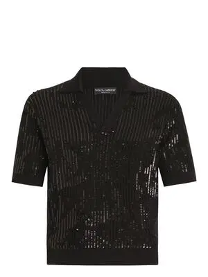 Dolce & Gabbana Wool And Silk Polo Shirt - Black