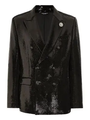 Dolce & Gabbana Double-breasted Sicilia Light Sequined Jacket - Black
