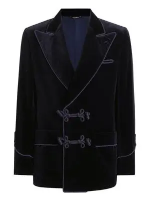 Dolce & Gabbana Double-breasted Sicilia-light Velvet Jacket - Blue
