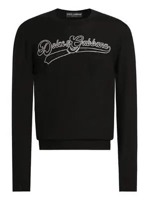 Dolce & Gabbana Virgin Wool Pullover With Embroidery - Black