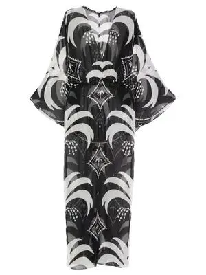 Johanna Ortiz Cape-sleeve Maxi Dress - Black