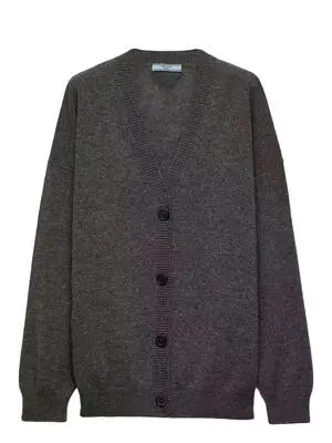 Prada Ribbed Cashmere Cardigan - Grey