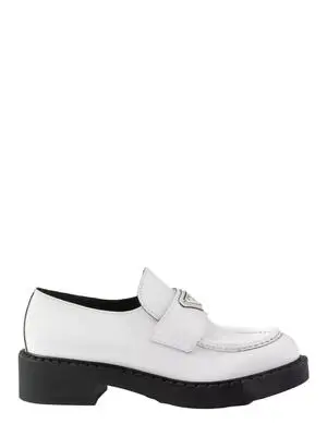 Prada Triangle-logo Leather Loafers - White