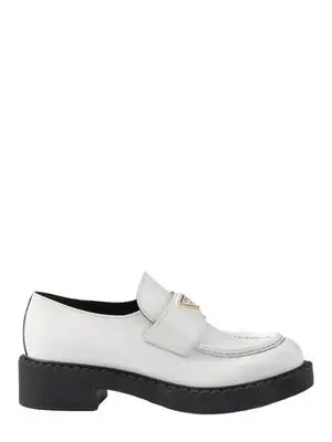 Prada Triangle-logo Leather Loafers - White