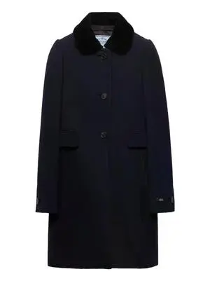 Prada Detachable-collar Single-breasted Coat - Blue