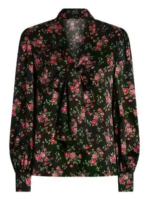 Dolce & Gabbana Floral Tie-neck Blouse - Black
