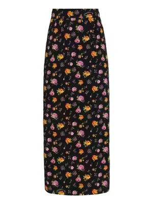 Dolce & Gabbana Floral Print Midi Skirt - Black