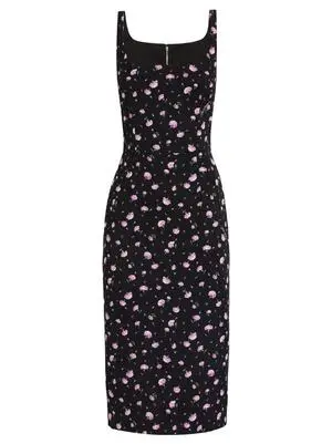 Dolce & Gabbana Floral-print Midi Dress - Black