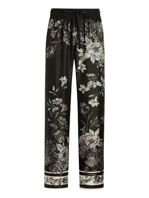 Dolce & Gabbana Floral-print Trousers - Black