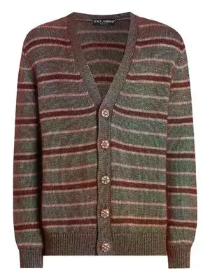 Dolce & Gabbana Striped Button Cardigan Green