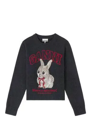 GANNI Rabbit Graphic Sweater - Grey