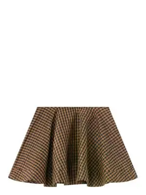 GANNI Gingham A-line Mini Skirt - Brown