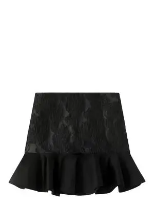 GANNI Floral Ruffled Mini Skirt - Black