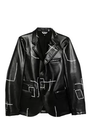 BLACK COMME DES GARÇONS Stitch Detail-printed Blazer - Black