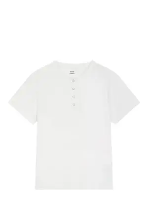 STUDIO TOMBOY Button-placket Short-sleeve T-shirt - White