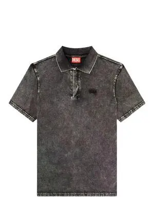 DIESEL® T-rejust-nc-den Frayed Patch Polo Shirt - Grey
