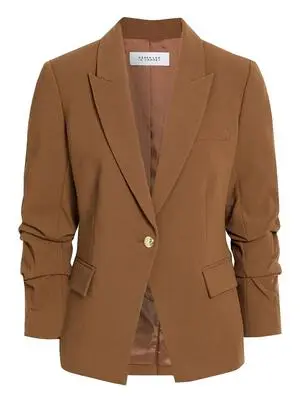 Derek Lam 10 Crosby Woven Blazer With Ruched Sleeves - Brown