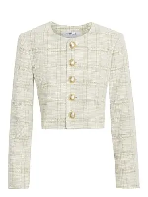 Derek Lam 10 Crosby Juliette Cropped Tweed Jacket - Sage Green