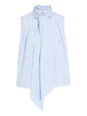 Derek Lam 10 Crosby Aviana Tie-neck Striped Top - Light Blue