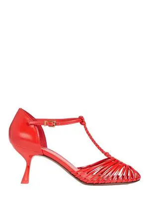 Zimmermann Leather T-bar Pumps - Tomato Red