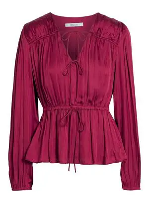 Derek Lam 10 Crosby Esmeralda Bow-detailed Charmeuse Blouse - Claret