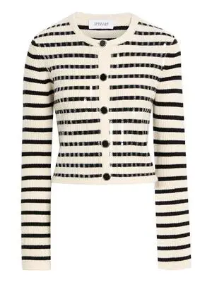 Derek Lam 10 Crosby Nebula Sequined Striped Wool-blend Cardigan - Off-white