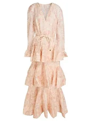 Zimmermann Ruffled Printed Maxi Dress - Pastel Pink