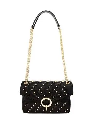 Sandro Studded Quilted Leather Shoulder Bag - Black