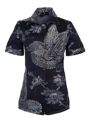 Etro Floral-print Playsuit - Blue