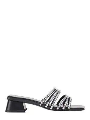 Sandro Crystal-embellished Satin Mules - Black