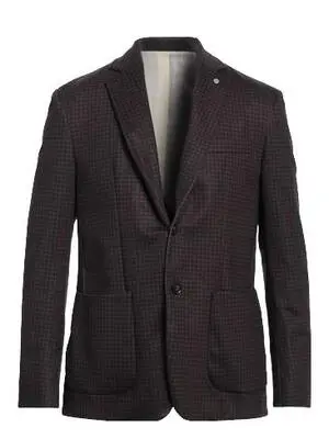 LIU •JO MAN Single-breasted Houndstooth Blazer - Blue
