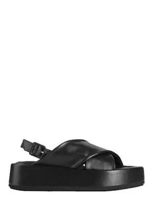 PALOMA BARCELO Leather Flatform Sandals - Black