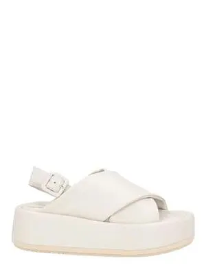 PALOMA BARCELO Leather Flatform Sandals - White
