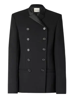 Khaite Sabel Double-breasted Satin-trimmed Crepe Blazer - Black